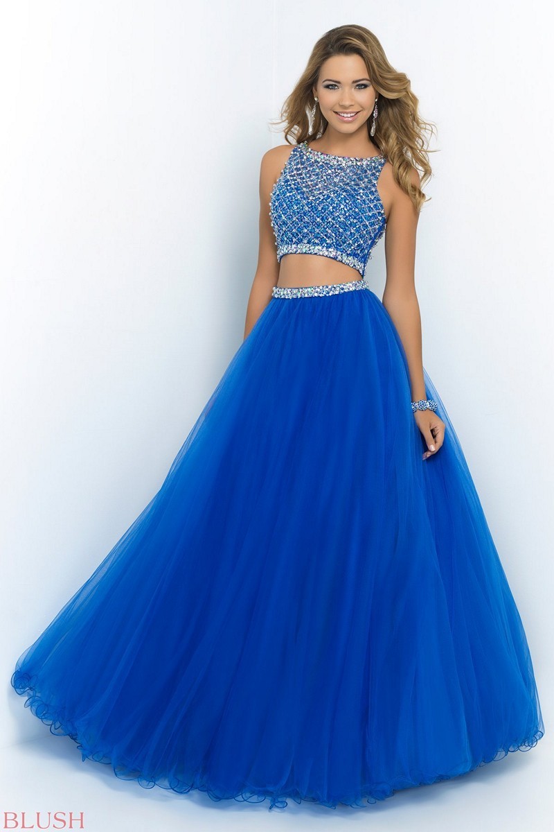Royal Blue Prom Dresses 2 Piece Prom Gowns 2 Pieces Prom Dresses Sexy