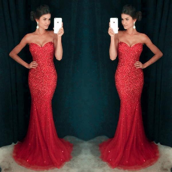 Sexy Sweetheart Prom Dresses Red Sequin Prom Dresses Mermaid Prom